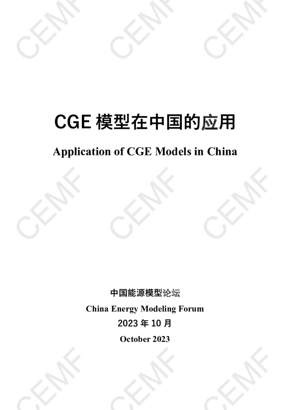 CGE模型在中国的应用