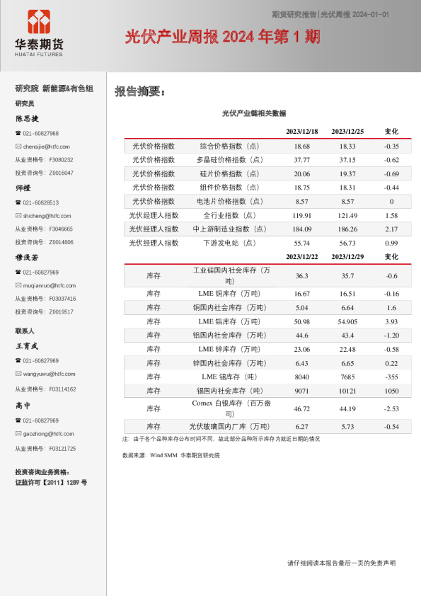 光伏产业周报2024年第1期