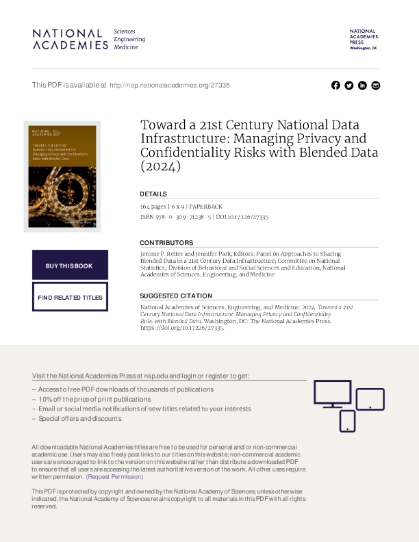 Toward a 21st Century National Data Infrastructure: Managing Privacy ...