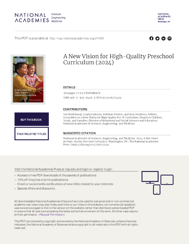 A New Vision for High-Quality Preschool Curriculum (2024)