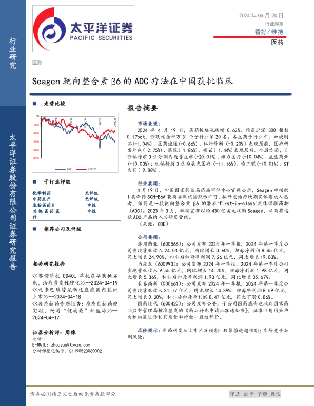 Seagen靶向整合素β6的ADC疗法在中国获批临床