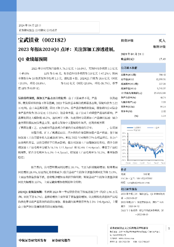 2023年报&2024Q1点评：关注深加工渗透进展，Q1业绩超预期