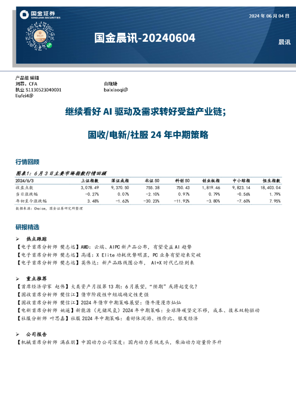 国金晨讯20240604