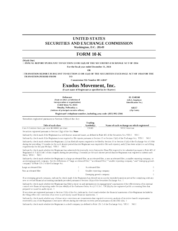Exodus Movement Inc-A 2024年度报告