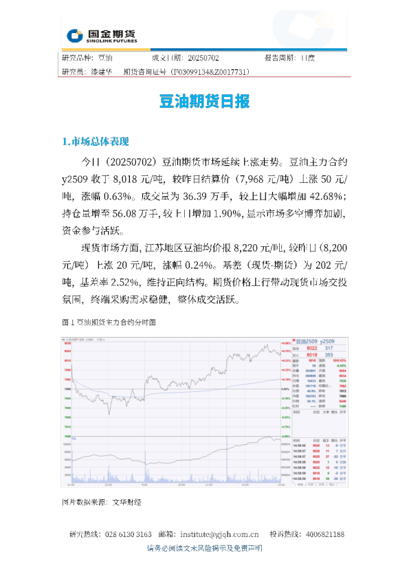 豆油期货日报